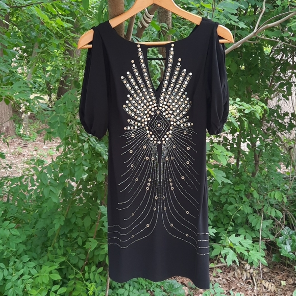 Bisou Bisou | Dresses | Bisou Bisou Michele Boho Star Burst Black Dress ...